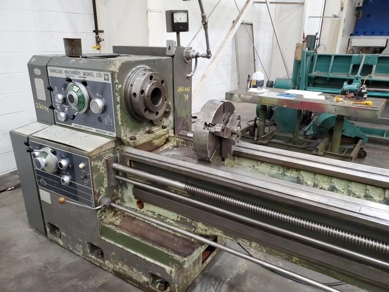 24" x 160" Mazak #REX610x4000, gap bed engine lathe, 13-1/2" swing over ...