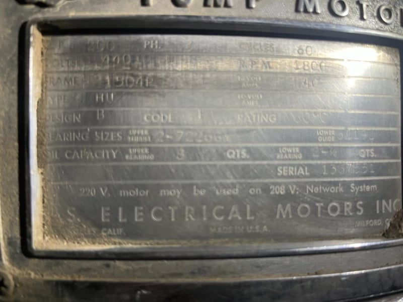 200 HP 1800 RPM U.S. Motors, Frame 1504P, VHS, vertical hollow shaft ...