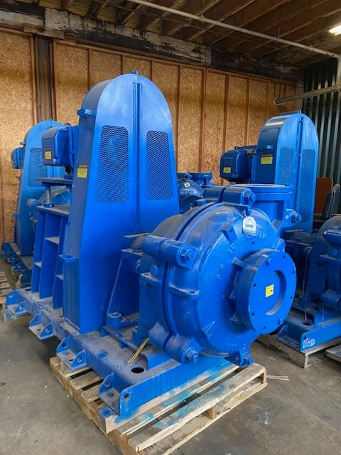 Warman #AH Horizontal Slurry Pumps, 8" x6" size, on steel skid, unused ...