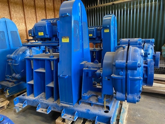 Warman #AH Horizontal Slurry Pumps, 8" x6" size, on steel skid, unused ...