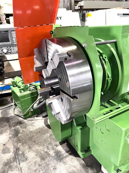 27.5" x 120" Lehmann #2516, hollow spindle engine lathe, 4-jaw front ...