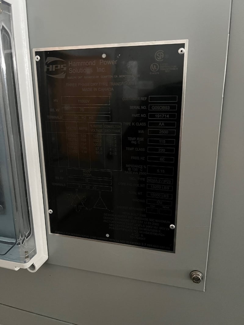 2500 KVA 11000 Primary, 600 Secondary, Wholesale Electric transformer ...