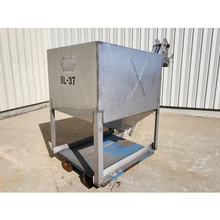 6" wide, Stainless Steel Hopper w/ Belt Conveyor Frame [part], 55 cu.ft ...