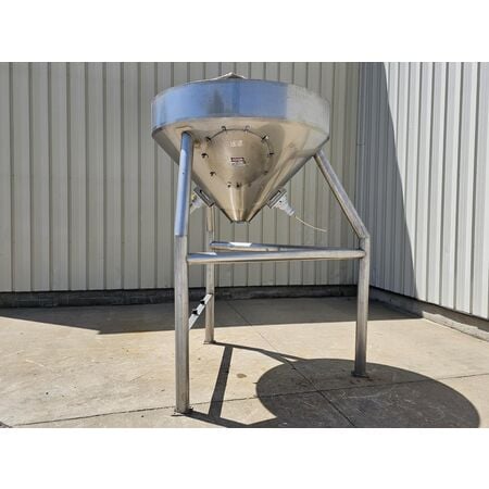 Nucon, Stainless Steel Dry Storage Hopper Bin, 50 cu.ft., 72" diameter x 12" straight side, 19.5 ...