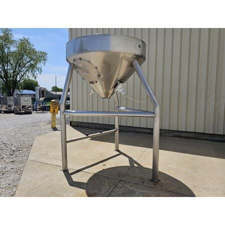 Nucon, Stainless Steel Dry Storage Hopper Bin, 50 cu.ft., 72" diameter x 12" straight side, 19.5 ...