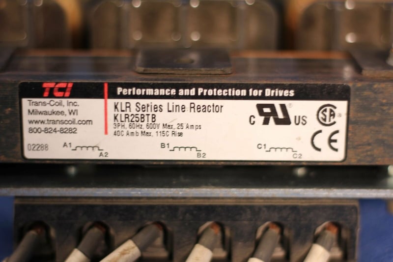 25 Amps, TCI KLR25BTB, 3 phase line reactor, 600 Volts 60 Hz, 1 year warranty for Sale | Surplus ...