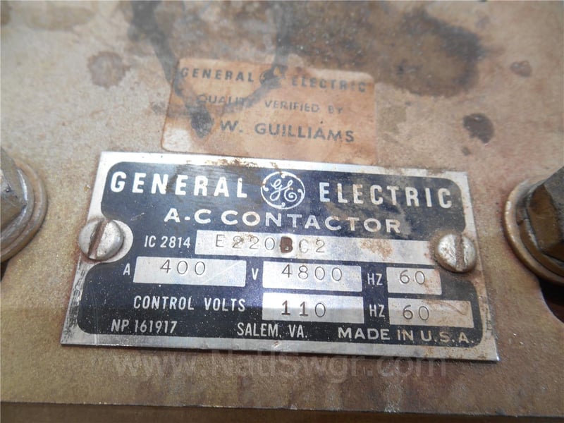 400 AMPS, GENERAL ELECTRIC, IC LIMITAMP CONTACTOR IC2814 SURPLUS022-726 ...