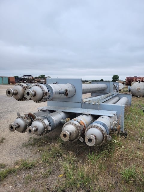 1298 sq.ft., 150 psi shell, Koch, multitube hairpin heat exchanger, 150 ...