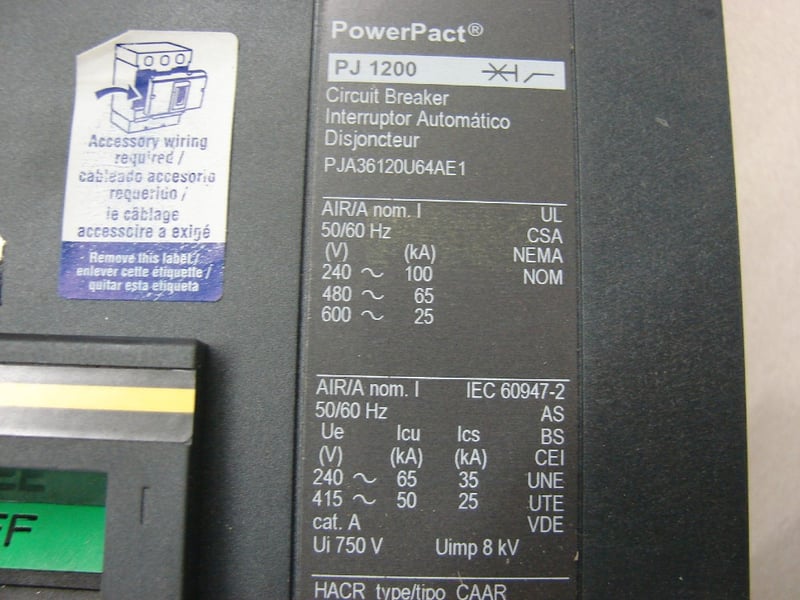 1200 Amps, Square D breaker, PJ 1200 PJ A36120U64AE1, new for Sale ...