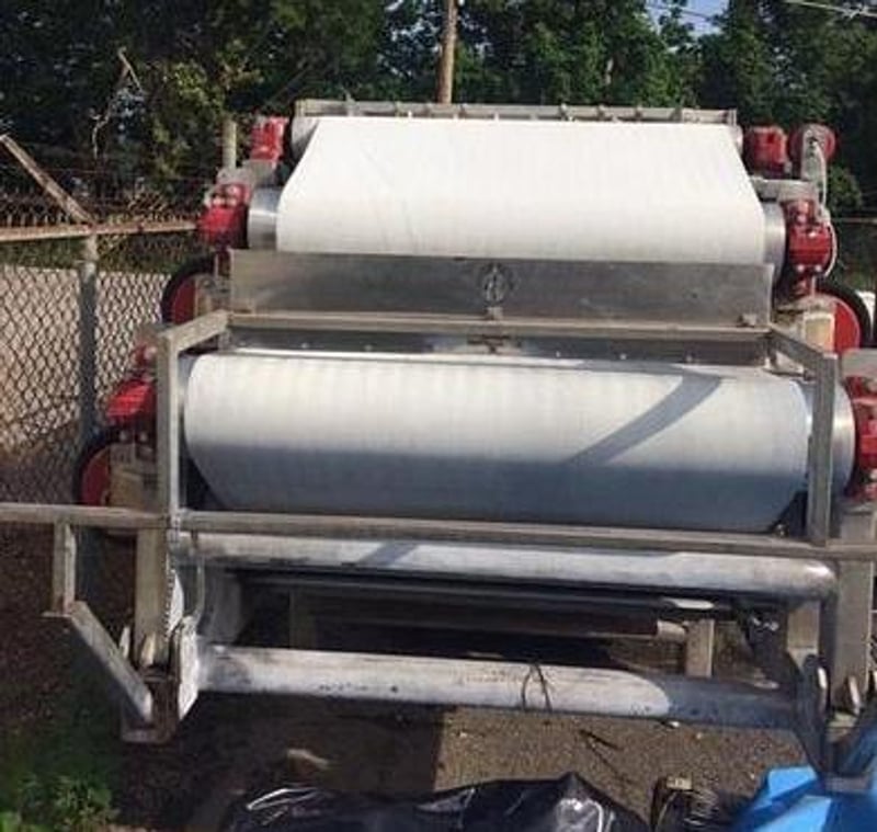 Frontier Technologies Dewatering Press, 1 meter wide bel, Stainless Steel frame, 15 rollers on ...