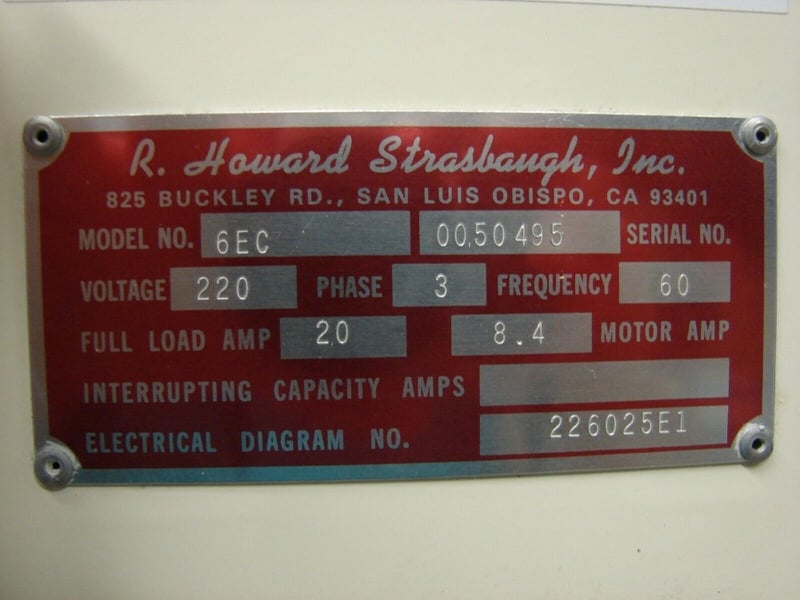 Strasbaugh #6EC CMP wafer polisher, 220 V., 3 phase, 60 Hz, serial ...