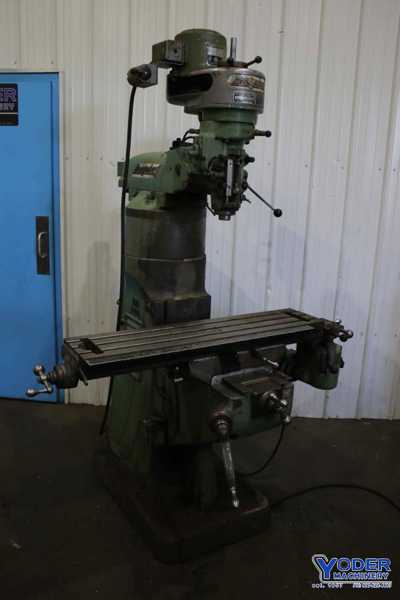 Bridgeport, ram type vertical mill, 9" x42" table, 1 HP, power feed on ...