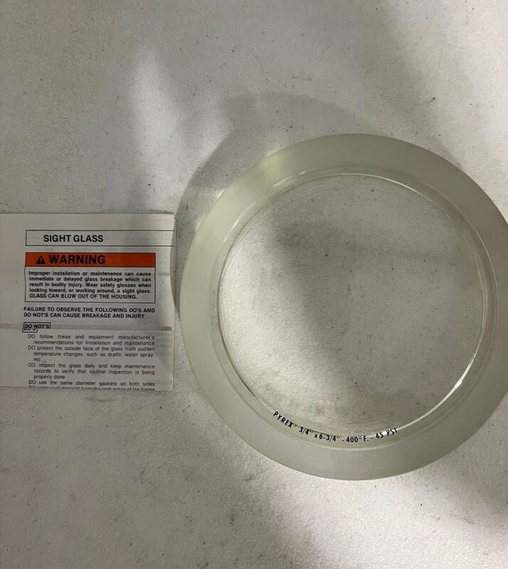 Pyrex, Annular Edge Sight Glass, 3/4" x 6-3/4", 400 F, 45 psi, 18 lb ...