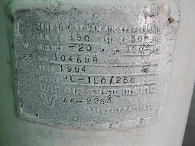 250 scfm, Van Air Inc. #HL-250, Heatless Regenerative Compressed Air ...