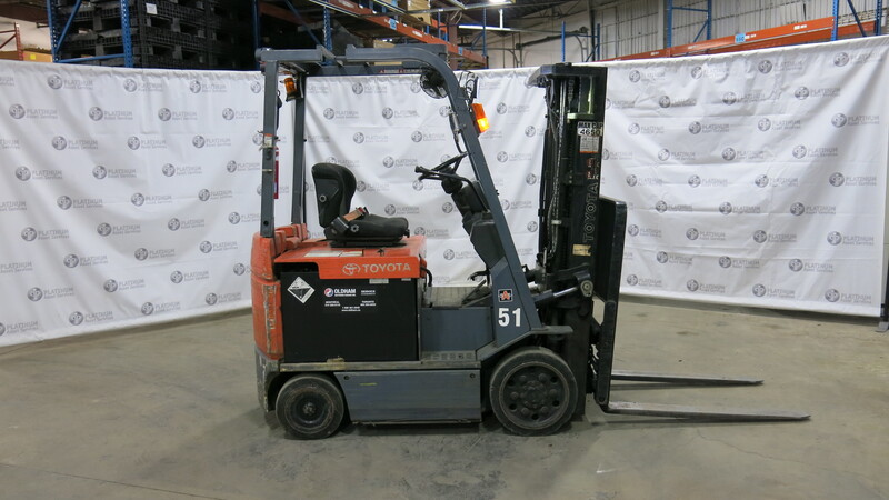 4650 lb. Toyota #7FBCU25, battery powered forklift, 48 V., 3 stage ...