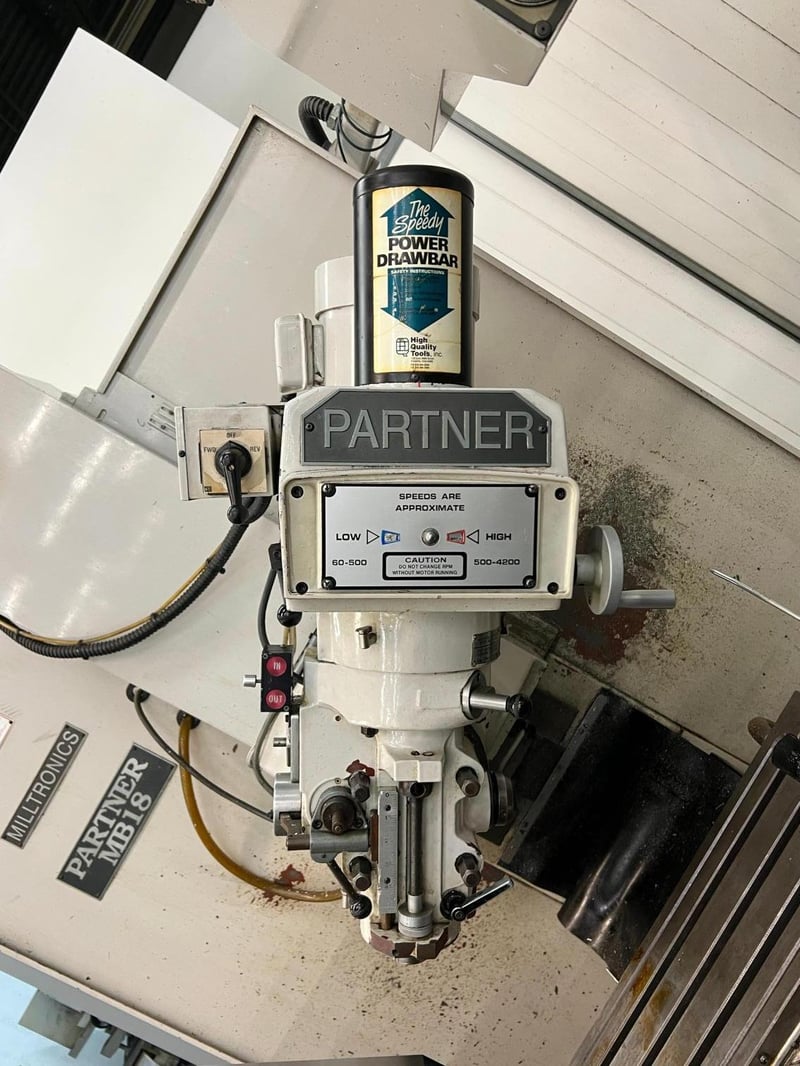 Milltronics #Partner-MB18, vertical mill, 13" x45" table, 5 / 3 HP ...