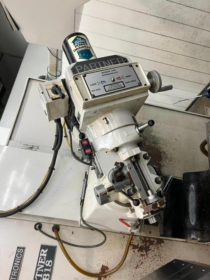 Milltronics #Partner-MB18, vertical mill, 13" x45" table, 5 / 3 HP ...