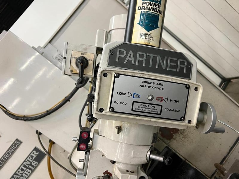 Milltronics #Partner-MB18, vertical mill, 13" x45" table, 5 / 3 HP ...