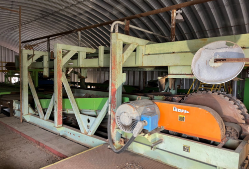 Cooper End Dog Scragg Sawmill, complete mill, (2) Infeed Decks, cut off ...