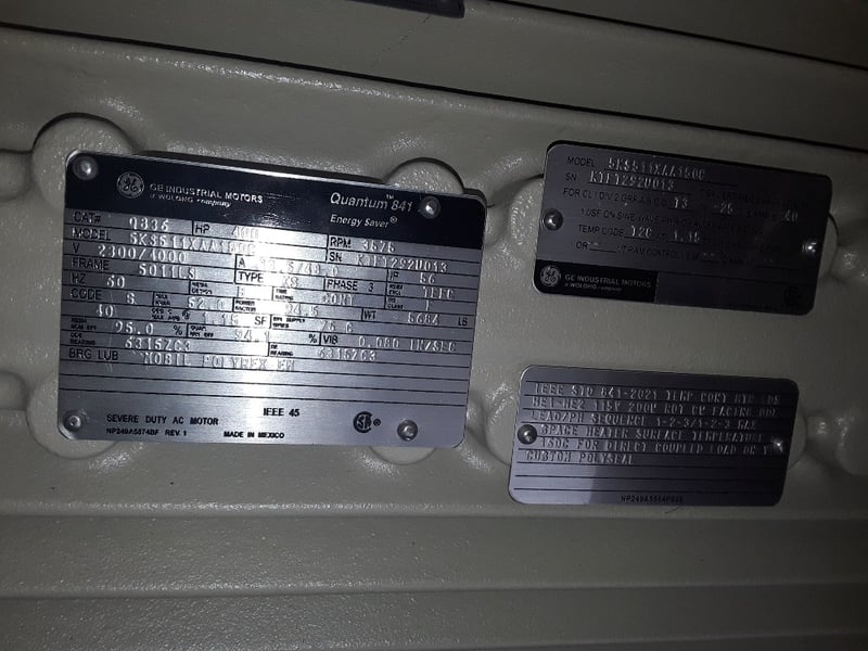 400 HP 3600 RPM General Electric, Frame 5010/11LS, TEFC, Ball, IEEE 841 ...