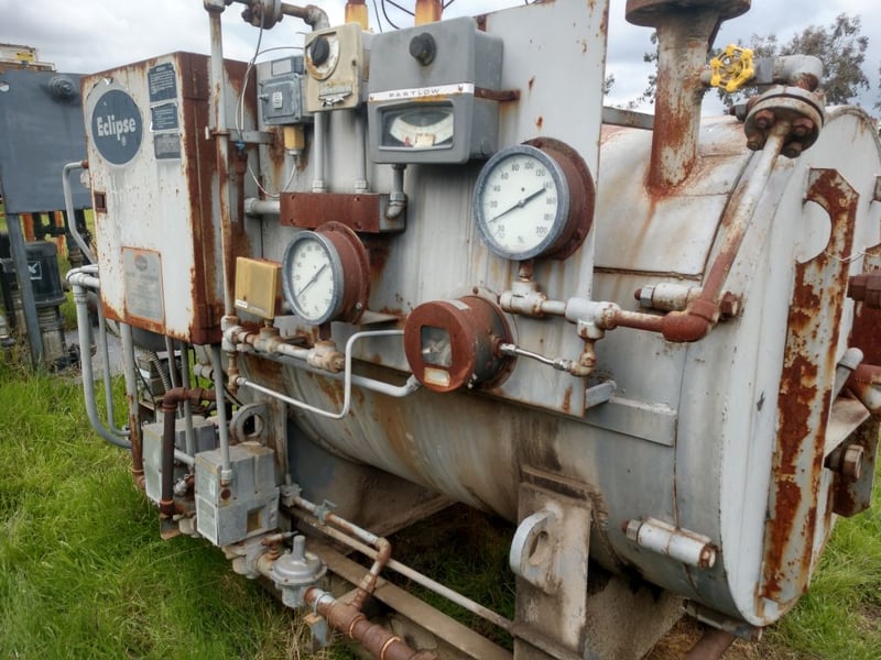 750000 BTU Eclipse Dpwtherm boiler, hot oil, gas/#2 oil, 80 sq.ft., 150 ...