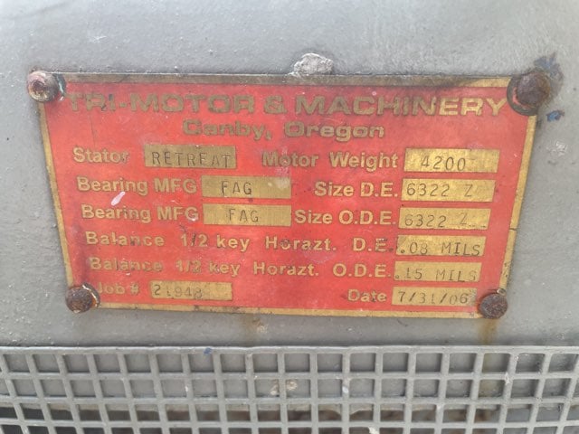 600 HP 1200 RPM General Electric, Frame 8210S, Drip-Proof Ball Bearing ...