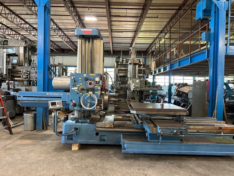 4" Tos #W100A, table type horizontal boring mill, 49" x49" built-in ...