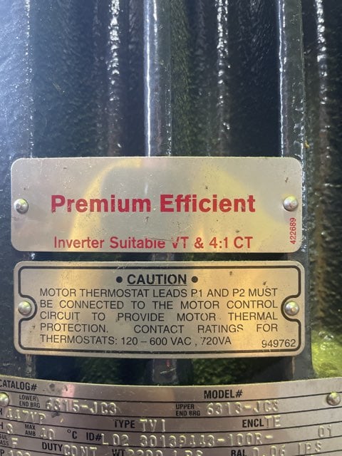 100 HP 890 RPM U.S. Motors, Frame 447VP, TEFC BB, 460 Volts, New ...