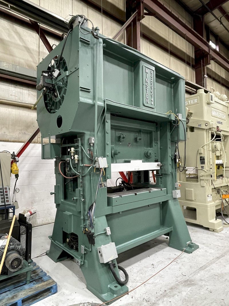 250 Ton, Minster #E2-250-60-44, straight side double crank press, 2 ...