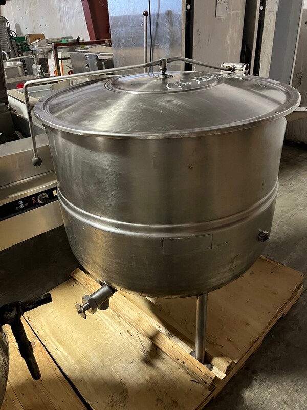 100 gallon Cleveland #KDL-100, direct steam kettle, stationary, spring ...