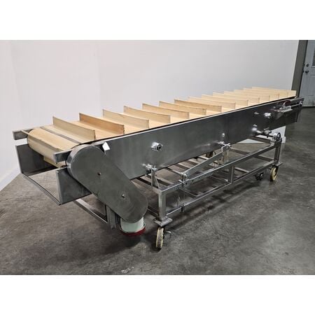 23" wide x 9.6' long, Stainless Steel Sanitary Cleated Incline Belt ...