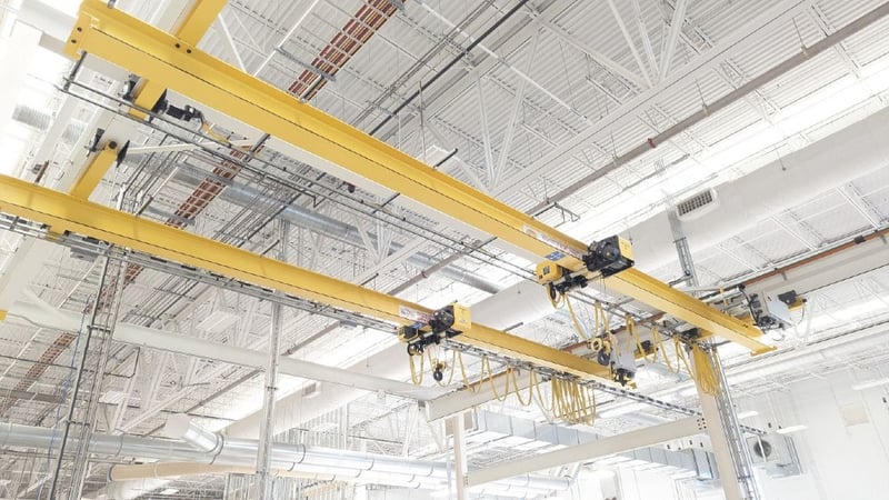 2 Ton, R & M, 10' -23' Span, 20' lift, radio, VFD bridge/trolley ...