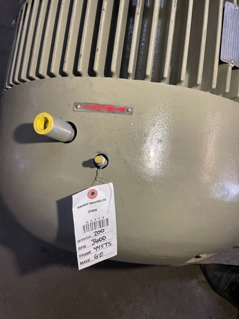 200 HP 3600 RPM General Electric, Frame 445TS, TEFC BB, 460 Volts, New ...