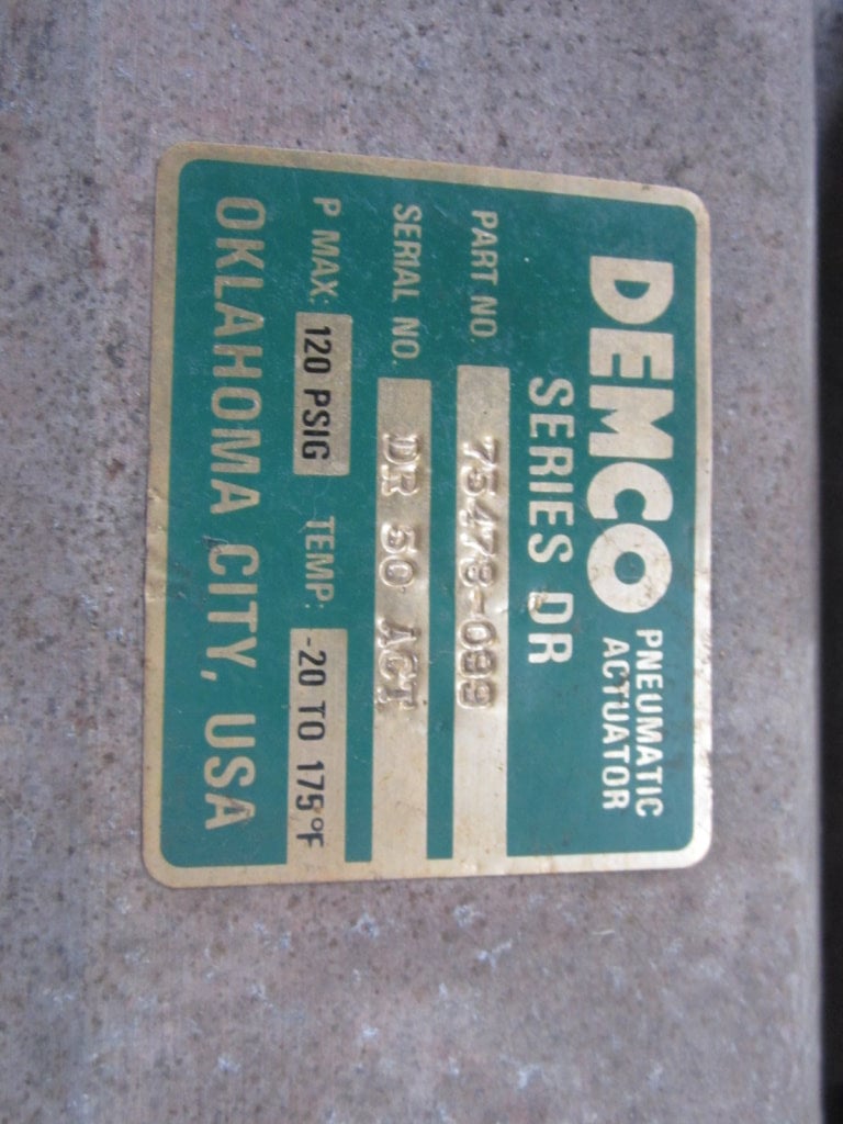 Demco, Pneumatic Actuator Butterfly Valve, 120 psig, -20 to 175 F, qty ...