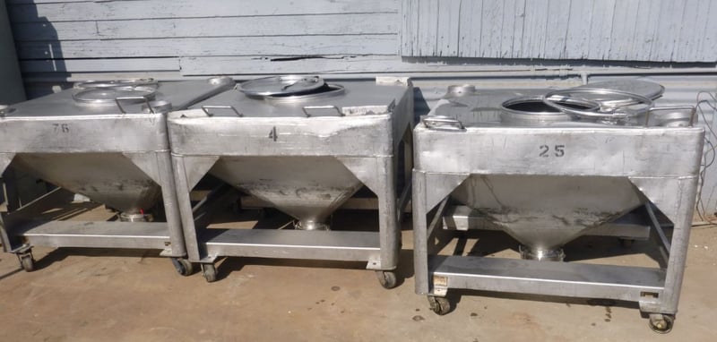 25 cu.ft., Flo-Bin, Tote Tank, Stainless Steel, 190 gallon, 45" x 46" x ...