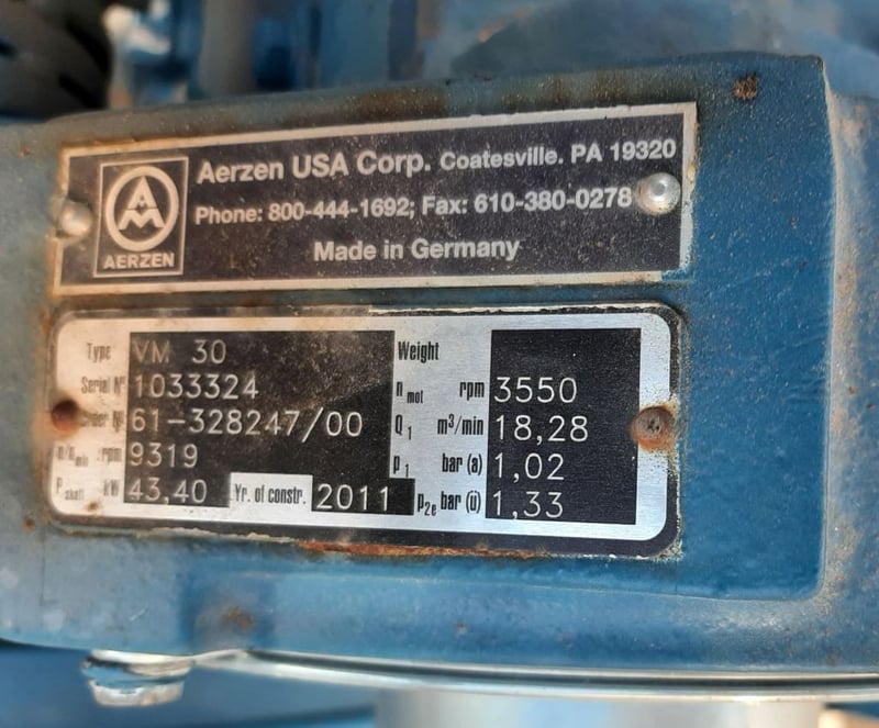 Aerzen #Series VM30, Biogas Oil-Injected Screw Compressor, 640 cfm, 8 ...