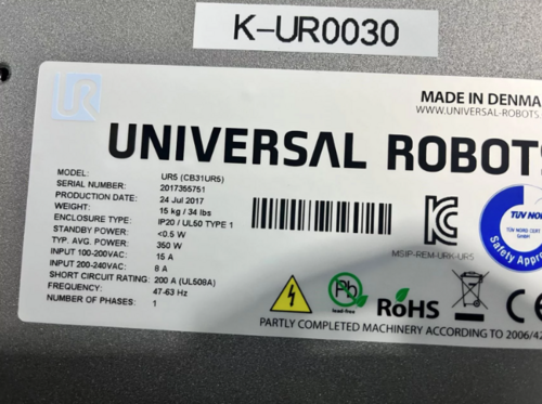 Universal Robots, ur- 5 cobot, 5 Kg payload, 850mm radius, teach ...