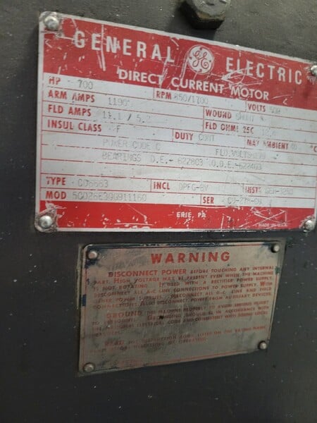 700 HP 850/1700 RPM General Electric General Electrc, DC motor, shunt ...