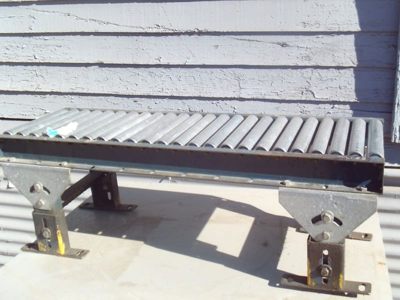 12" wide x 3' long, Roller Conveyor, Carbon Steel, 1-3/8" diameter ...