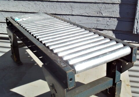 12" wide x 3' long, Roller Conveyor, Carbon Steel, 1-3/8" diameter ...