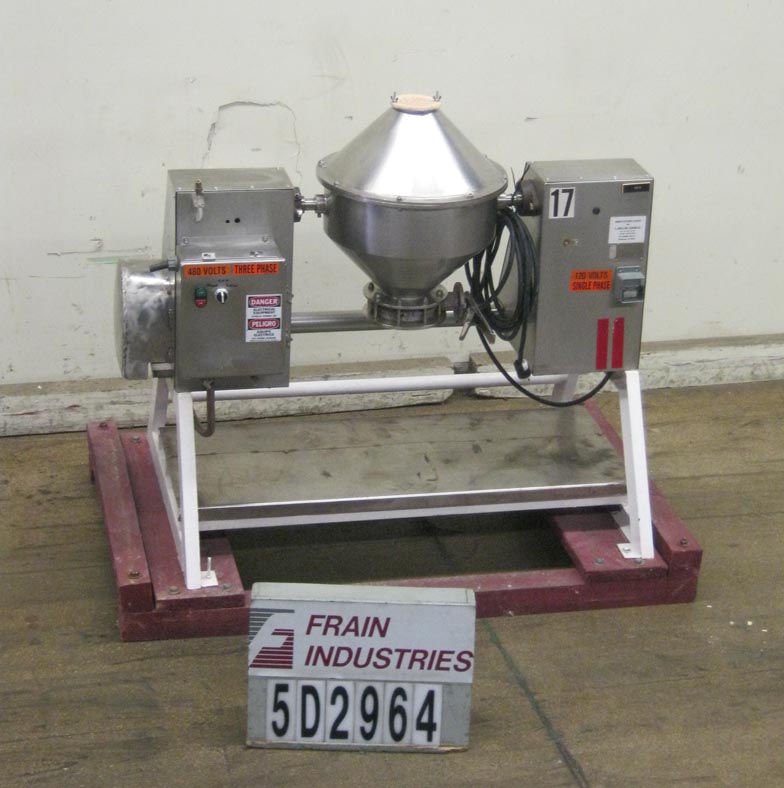 1 cu.ft. Gemco, mixer powder double cone, 316 Stainless Steel, 11-1/2 ...