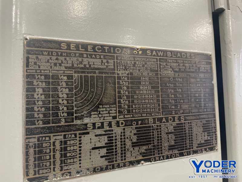 24" x 12" Grob #NS24, vertical band saw, 28" x24" tilt table, 1 HP ...