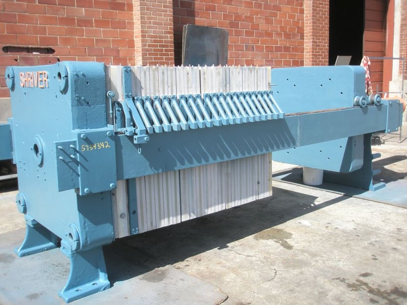 48" Shriver, Recessed Plate Filter Press, (20) 3 thick polypropylene ...