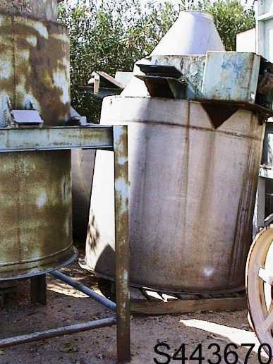 100 cu.ft. Product Hopper, Stainless Steel, live bottom, 5' diameter x ...