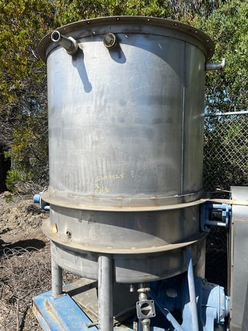 800 gallon Hot Break Tank, 316 stainless steel, 5' diameter x 6 ...