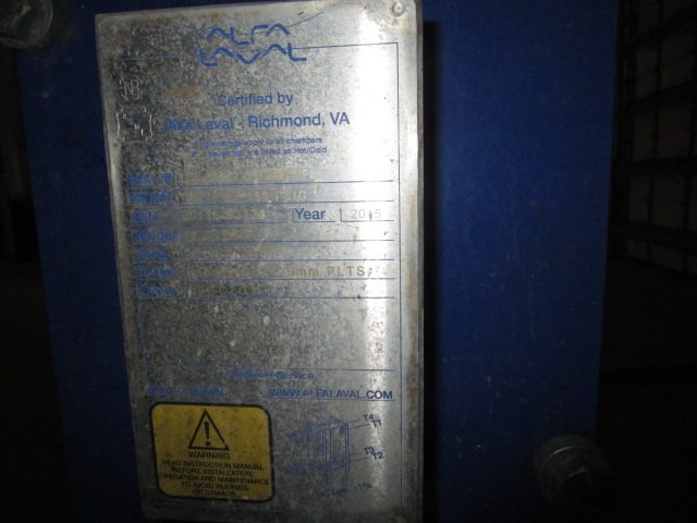 57 sq.ft., Alfa-Laval, TL6-BFG, vertical plate exchanger, 150 psi, 300 ...