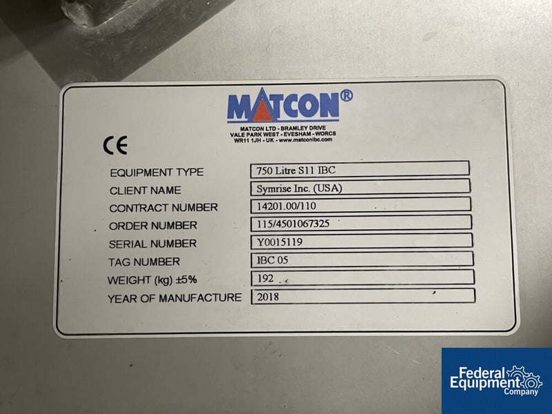 Matcon IBC Tote, Stainless Steel, 750 Liter, cone bottom, fork access, stackable, 2018 For Sale ...