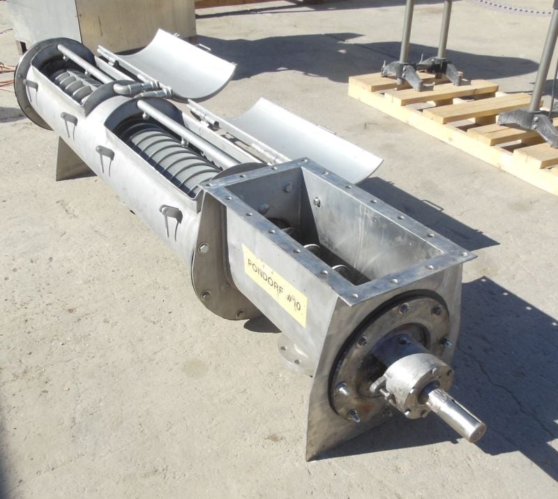 Ponndorf #150X402RT, Screw Press, 9" diameter x 106" L screw, 14" x 32 ...