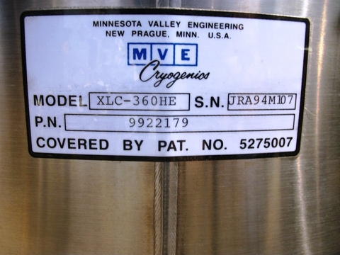 50 gallon, 20" x 36", MVE #XLC360HE, Stainless Steel Cryogenic Storage ...