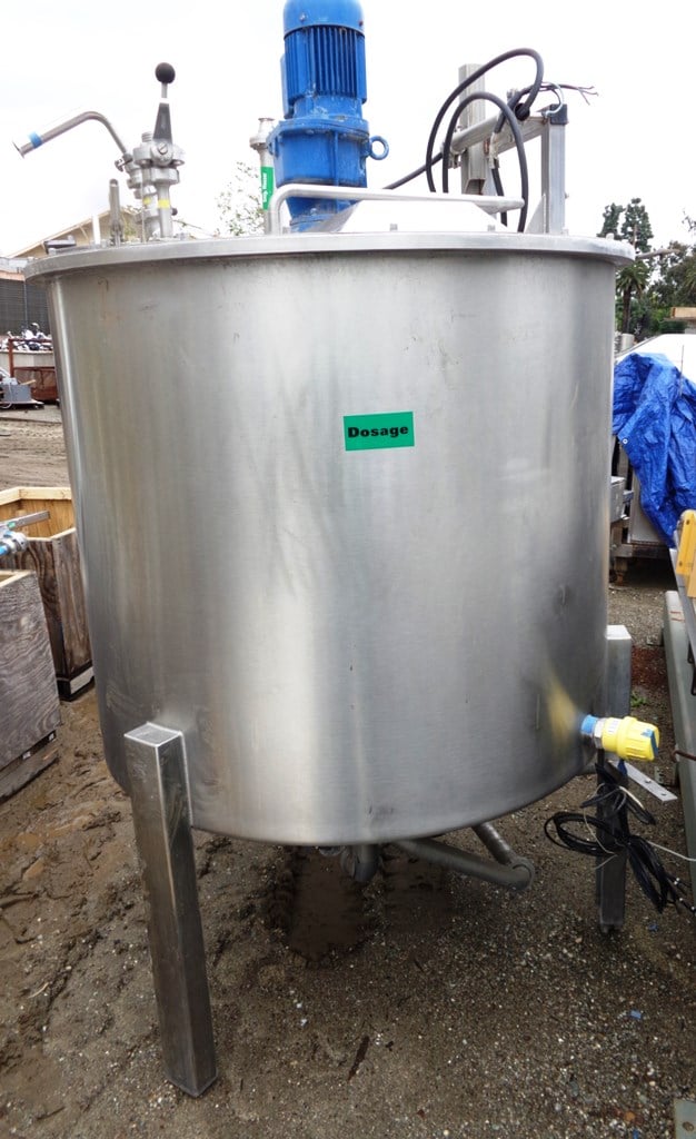 350 gallon Stainless Steel Agitated Tank, 49" diameter x 43" straight ...
